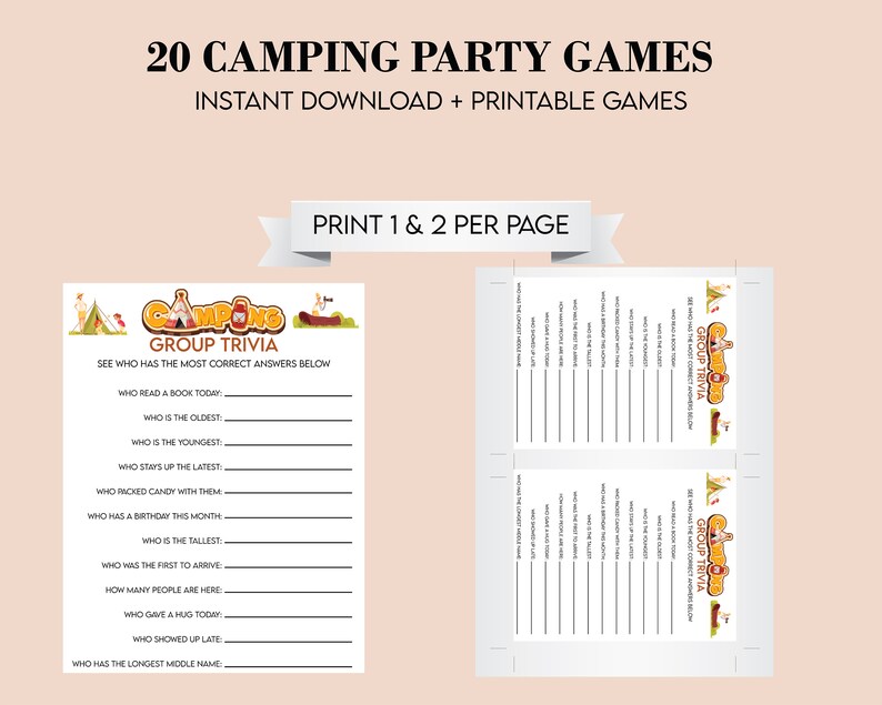 Camping Games Bundle, Camping Games Kids Adults, Campfire Games ...