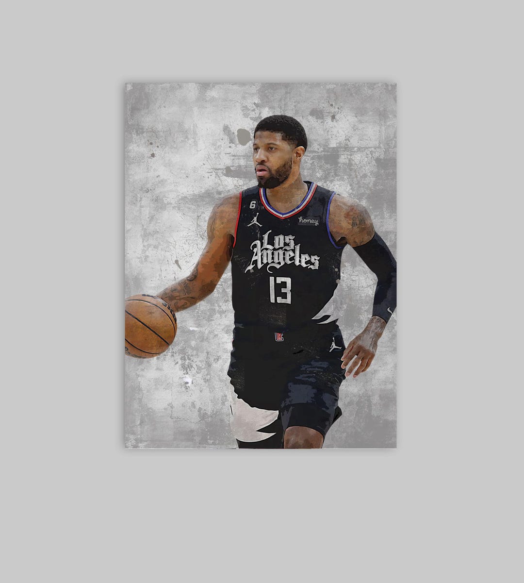 Paul George Poster, LA Clippers Star Canvas, NBA Wall Art, George ...