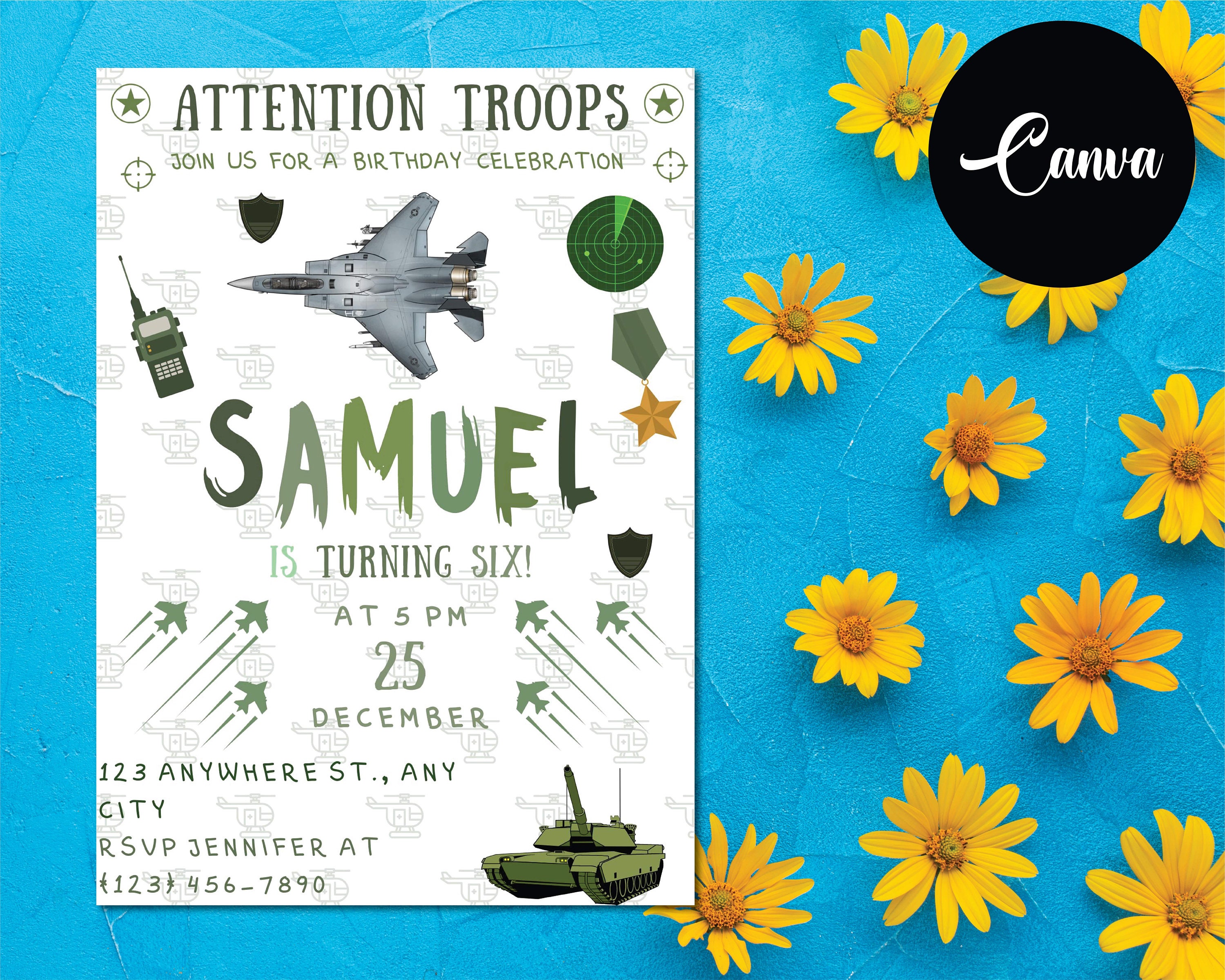 Military Party Invitations, Army Birthday Invitation, Military Invite ...