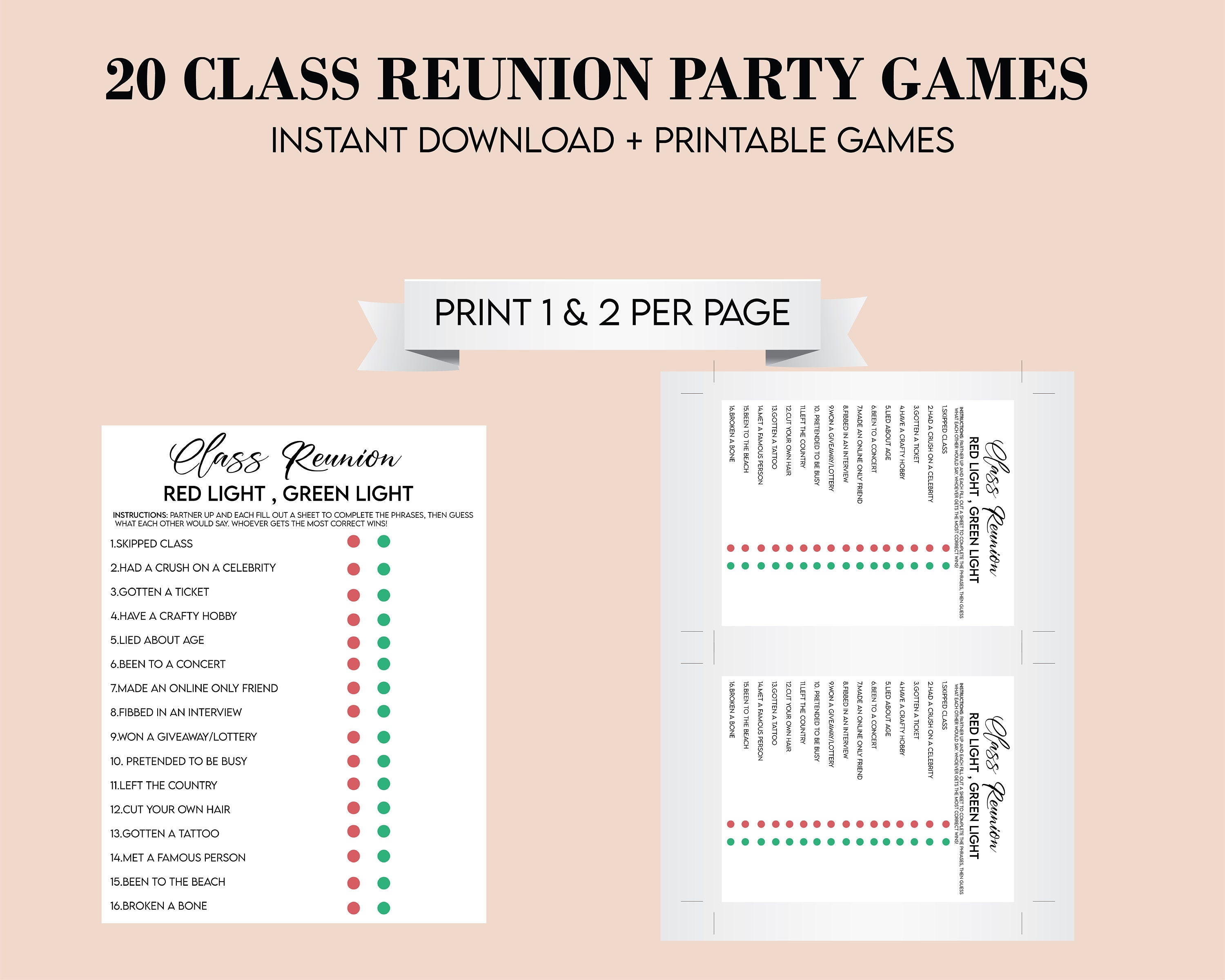 Class Reunion Games Bundle, High School Reunion Games, Reunion Ideas ...