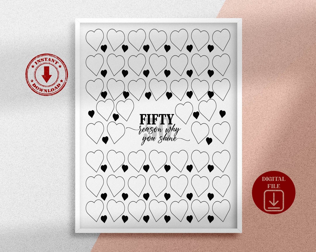 50 Things We Love About You Printable Poster 50th Birthday Printable ...