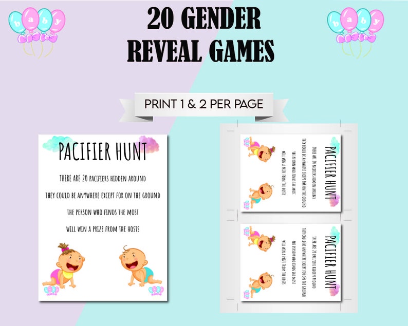 Gender Reveal Party Games, Printable Gender Reveal Activities, Gender Reveal Party, Gender ...