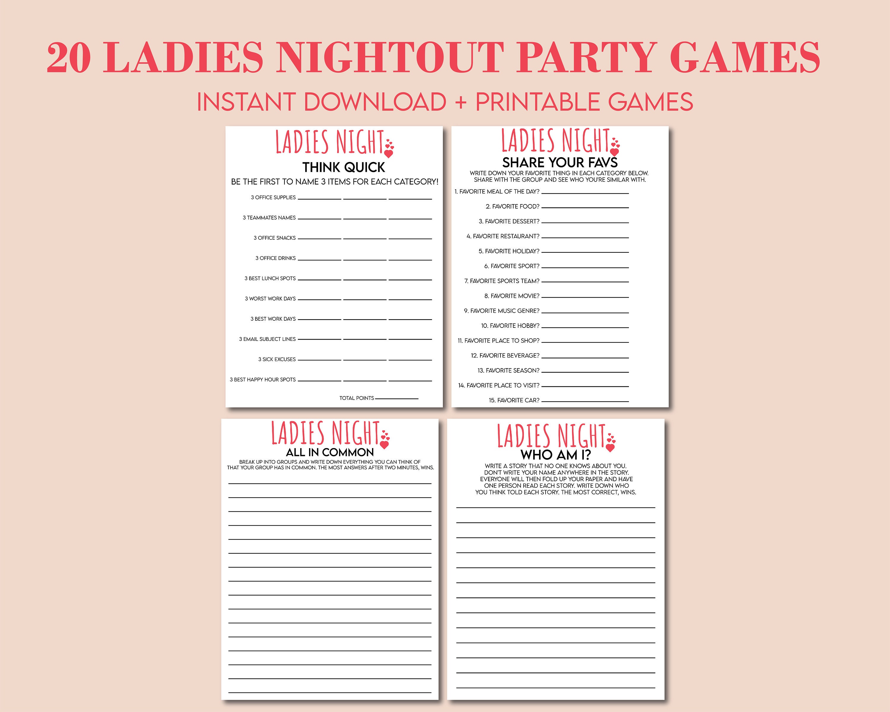 Ladies Night Games Ladies Night Out Games Ladies Night Party - Etsy