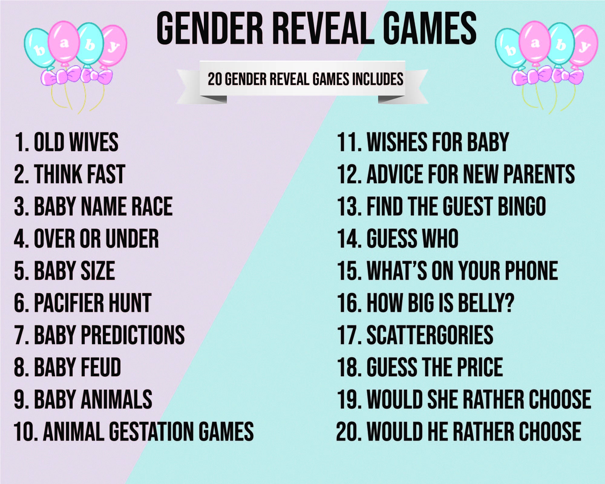 Gender Reveal Party Games Printable Gender Reveal Activities - Etsy UK