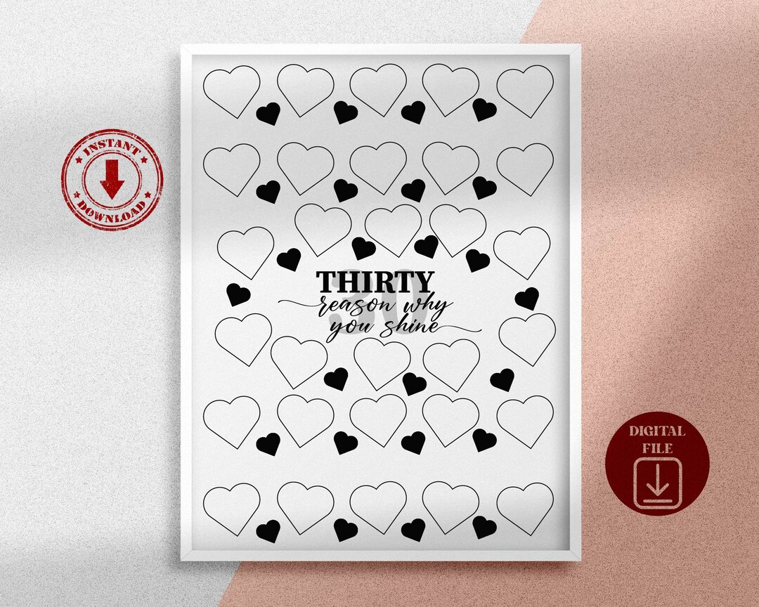 30 Things We Love About You Printable Poster 30th Birthday Party ...