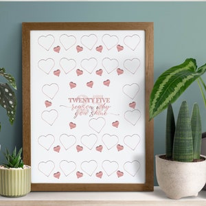 25 Things We Love About You Printable, 25th Birthday Party Decorations ...