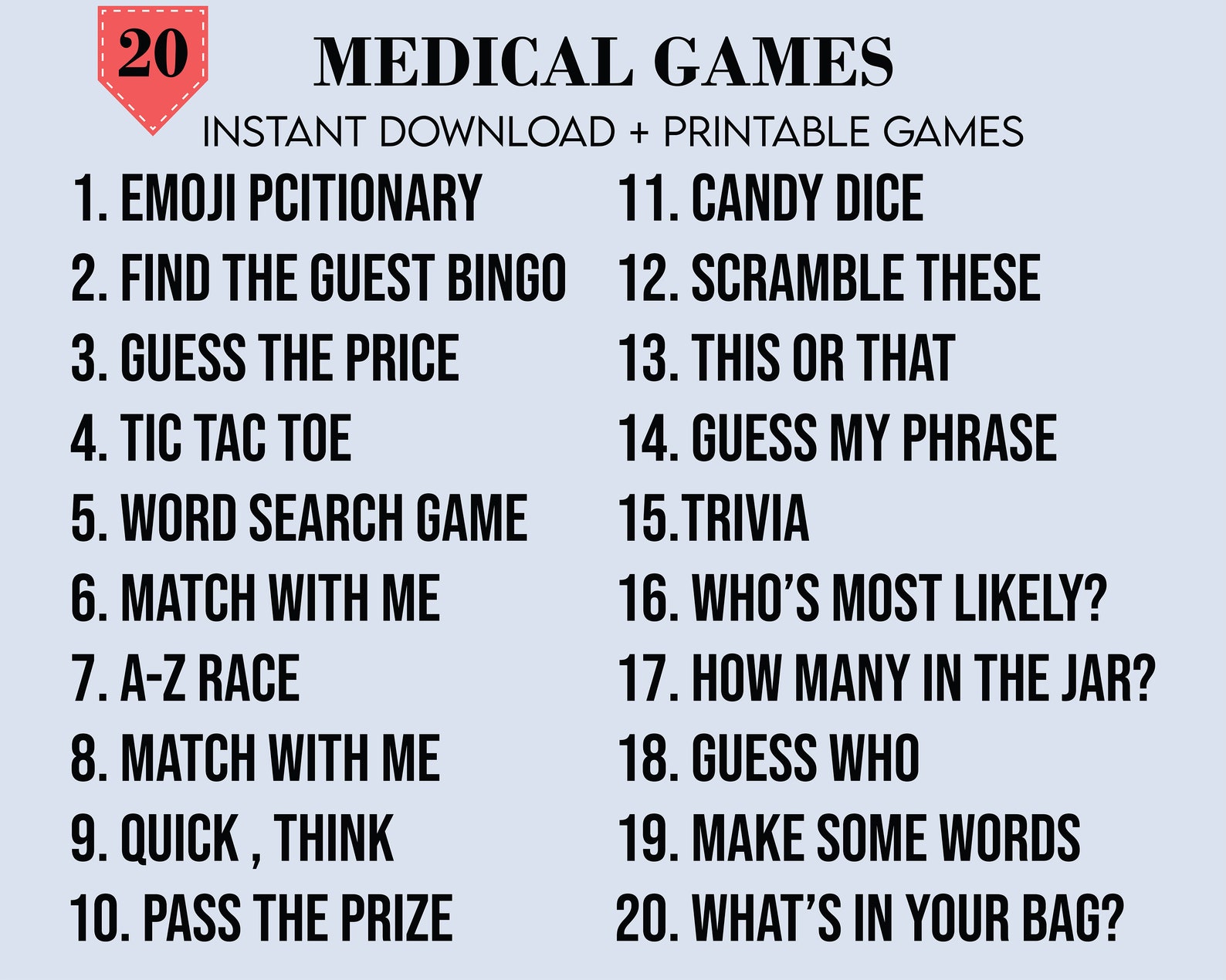 Medical Games, Med School Games, Nursing Printable Games, Doctor Games ...
