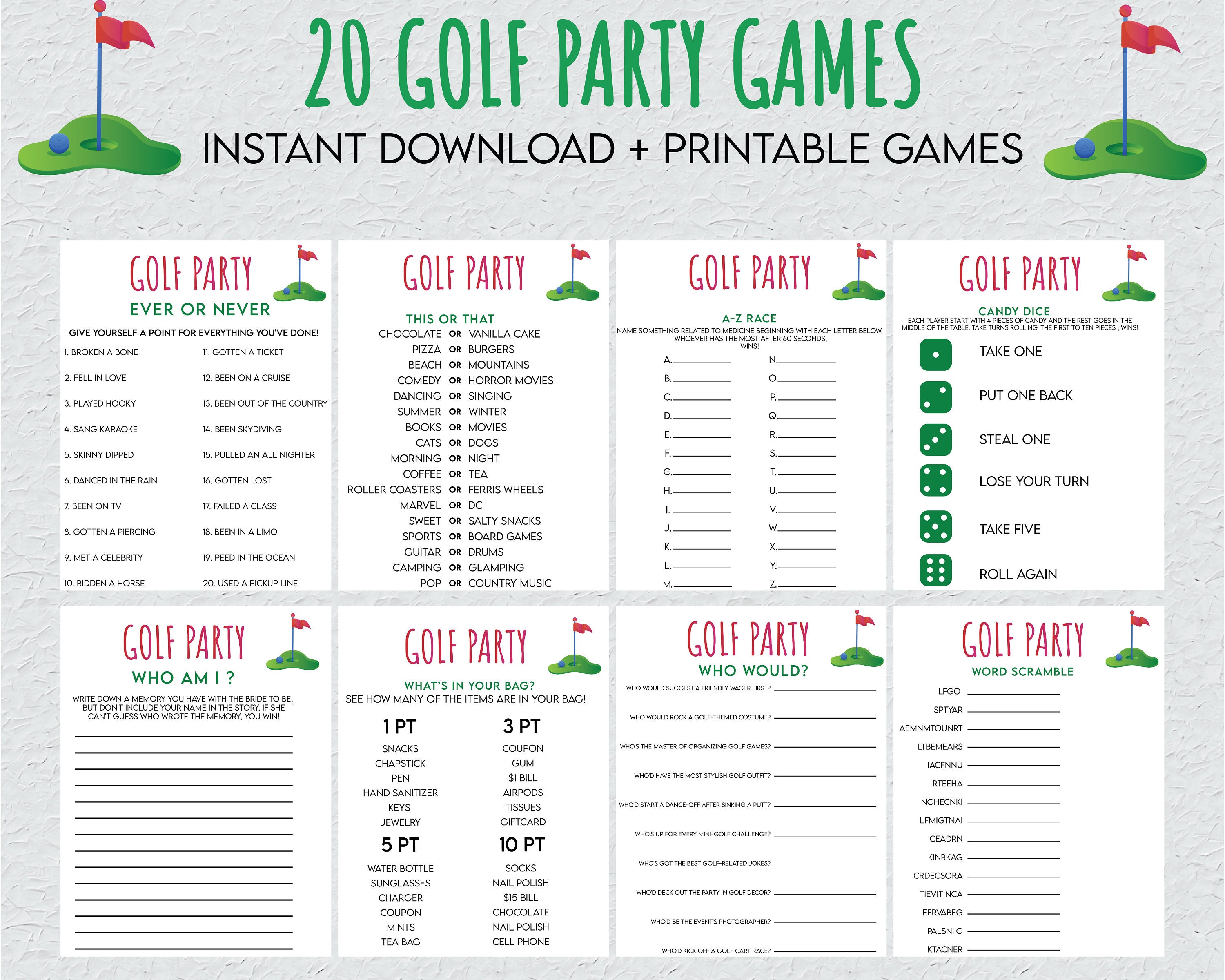 Golf Party Games, Golf Games, Golf Watch Party, Golf Themed Party, Golf ...