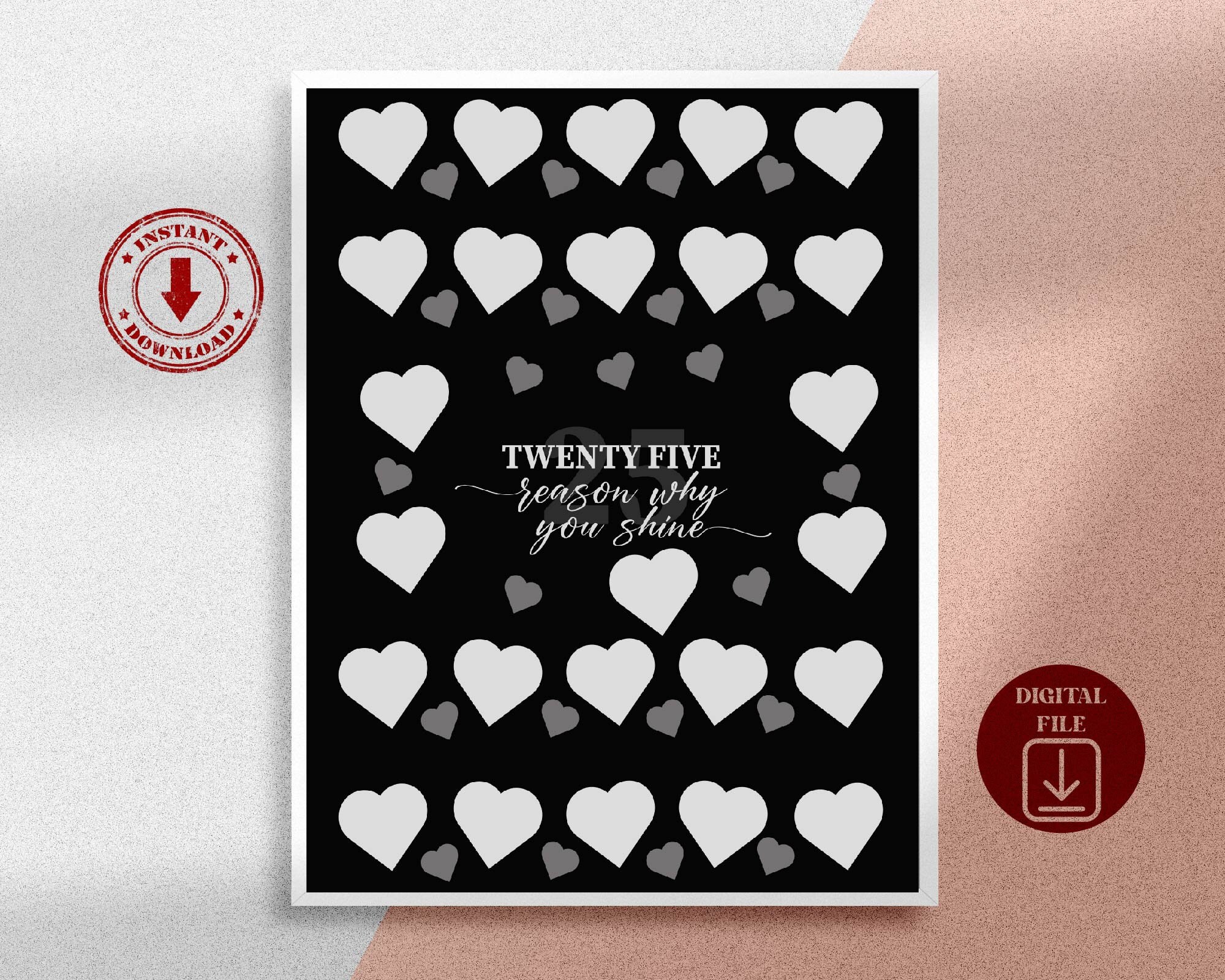 25 Things We Love About You Printable Poster, 25th Birthday Party ...