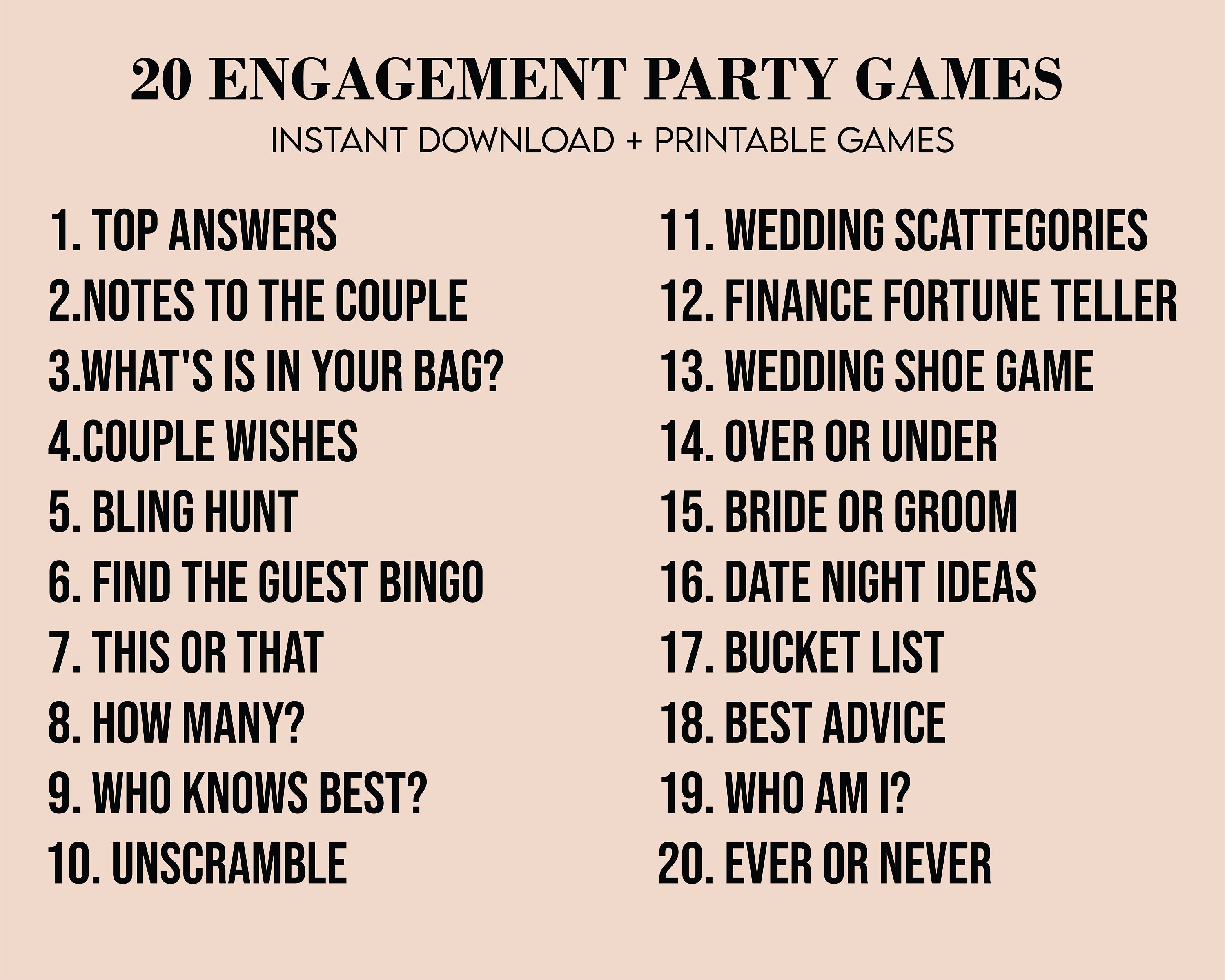 Engagement Party Games Bundle, Printable Engagement Games, Proposal ...