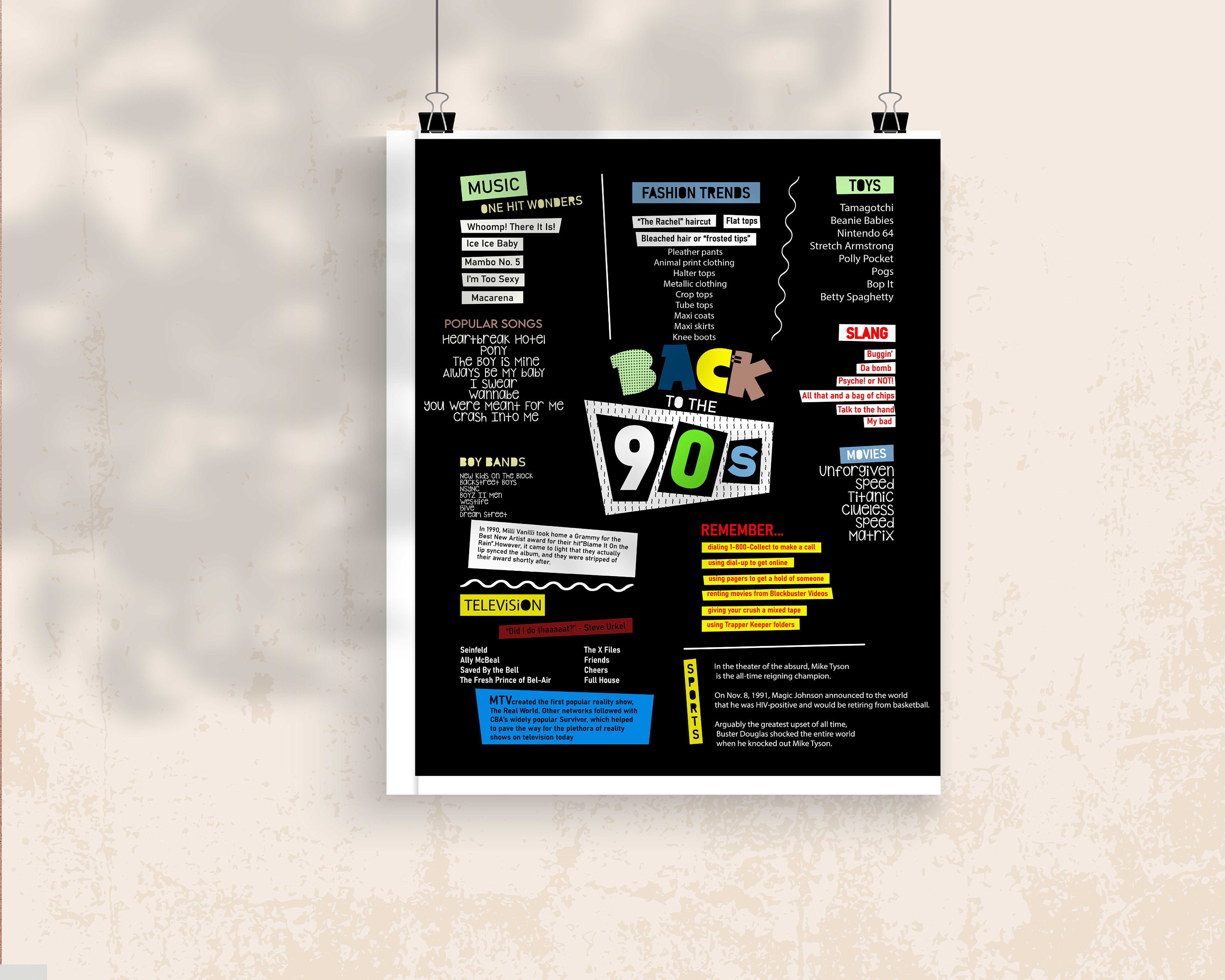 Back to the 90s, 90s Party Decoration, 90s PRINTABLE Poster, Nineties ...