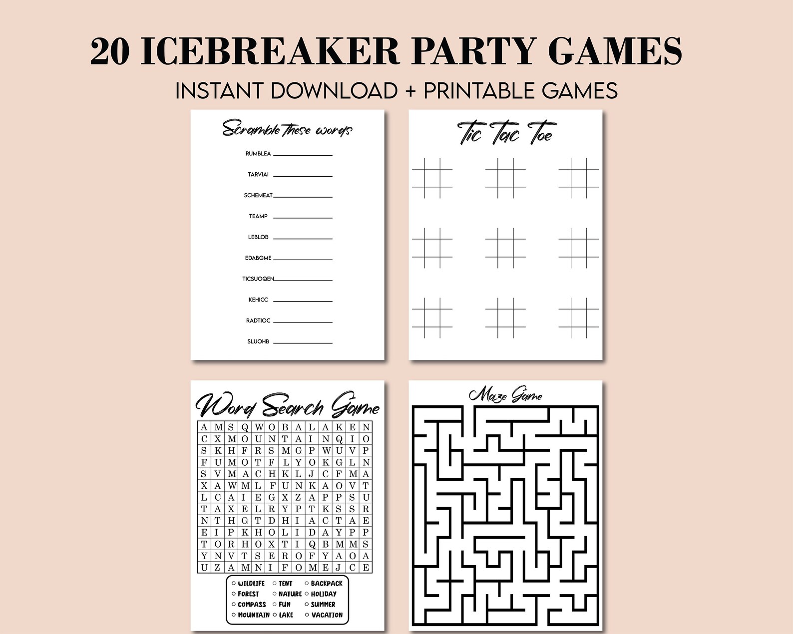 Icebreaker Party Games, Ice Breaker Games Bundle, Ice Breaker Questions ...