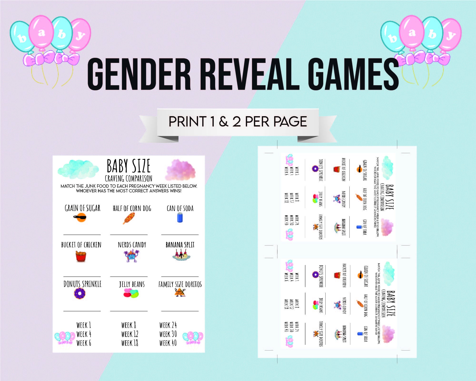 Gender Reveal Party Games Printable Gender Reveal Activities - Etsy UK