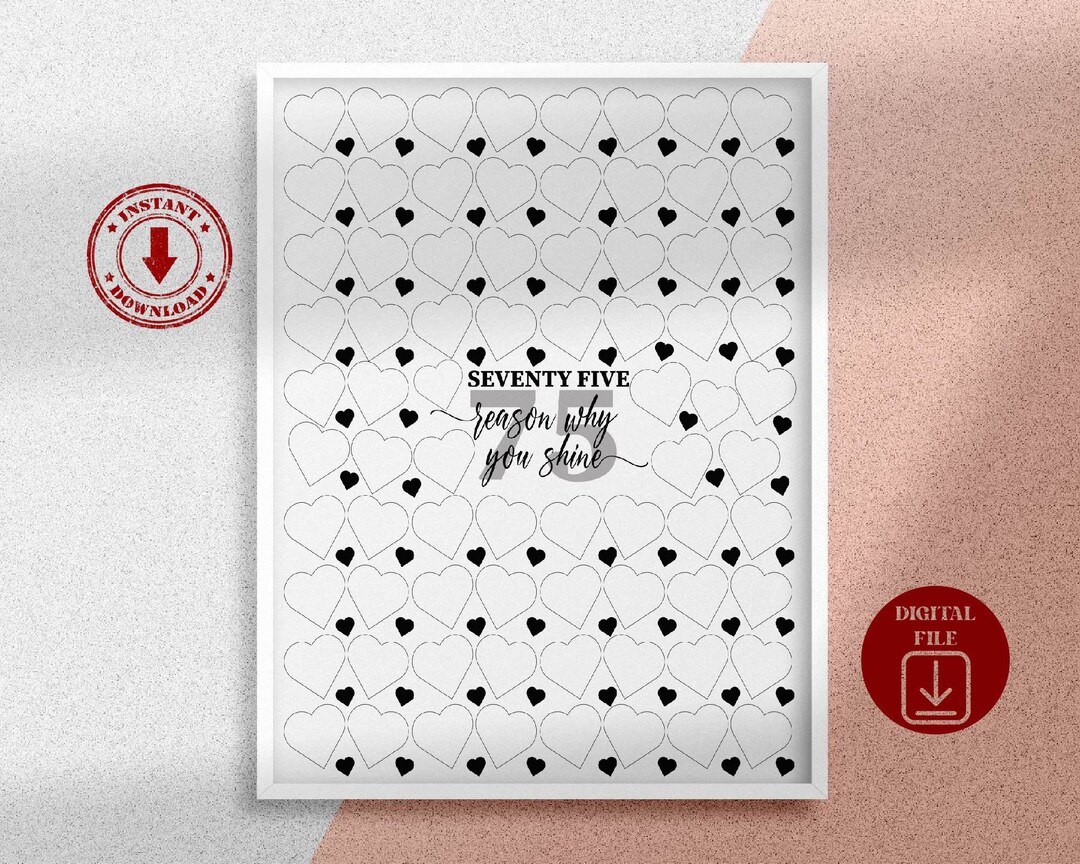 75 Things We Love About You Printable Poster, 75th Birthday Printable ...