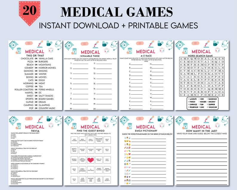 Medical Games, Med School Games, Nursing Printable Games, Doctor Games ...