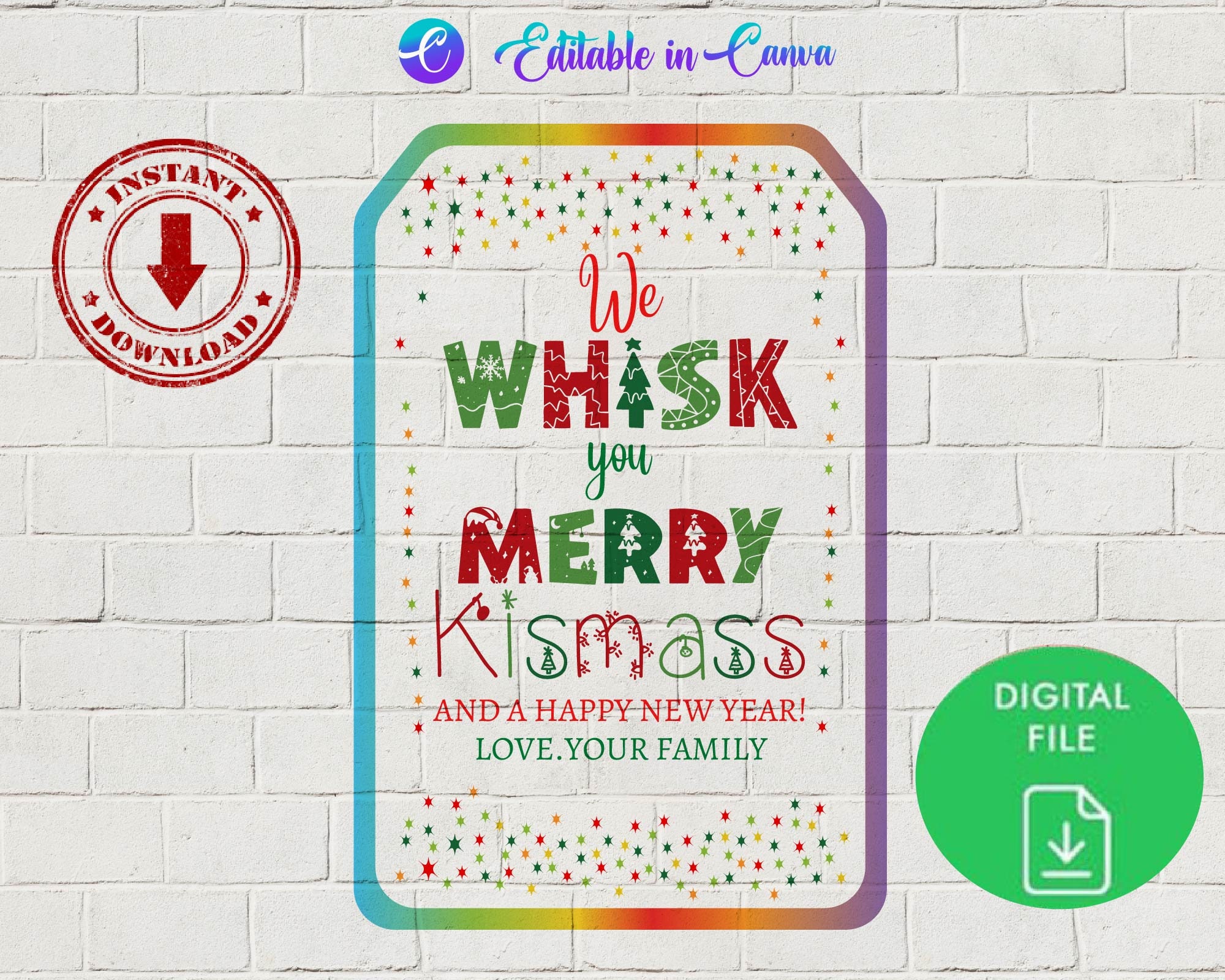 We Whisk You A Merry Kissmas Printable Tags, Christmas Printable Tags ...