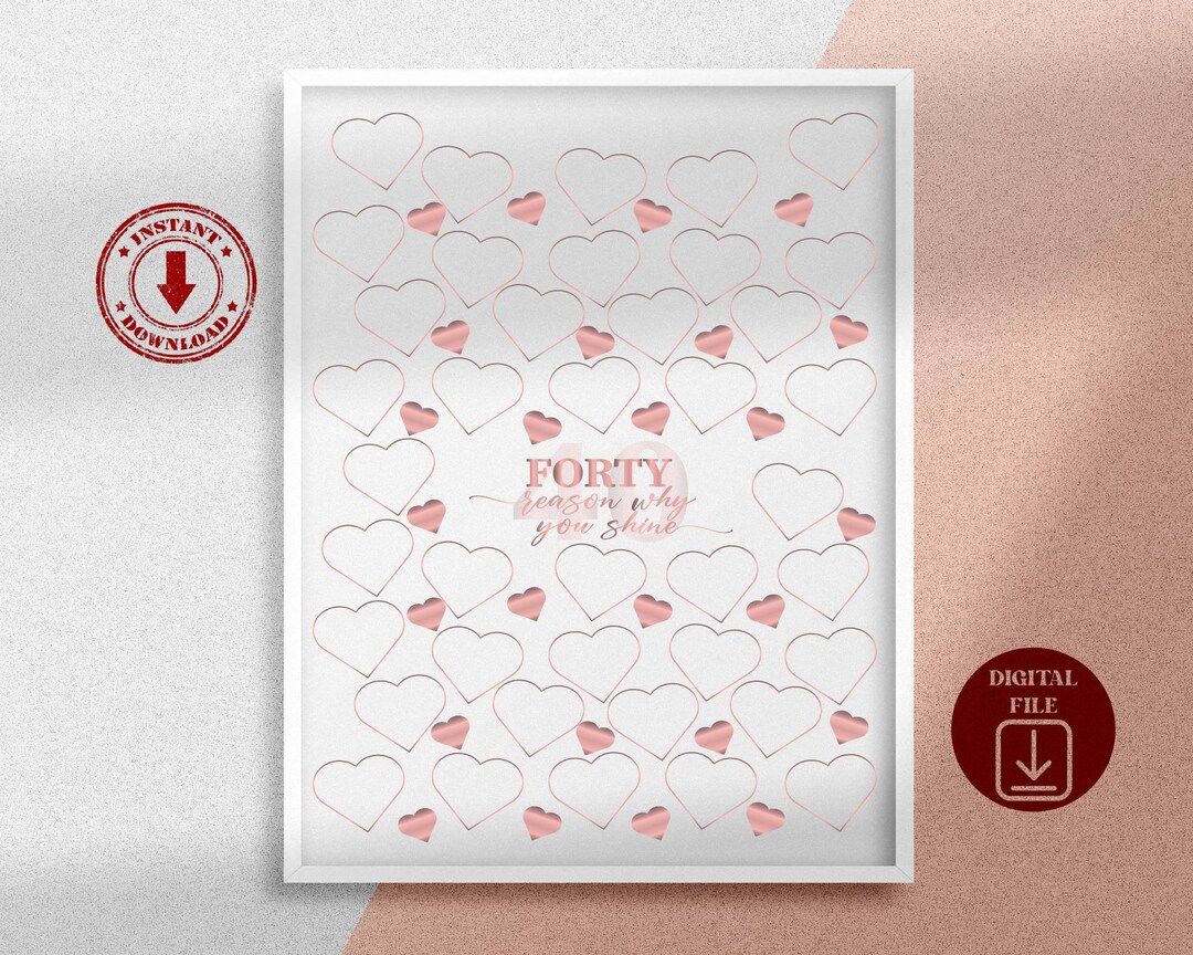 40th Birthday Printable Poster, 40 Reasons We Love You, 40th Birthday ...