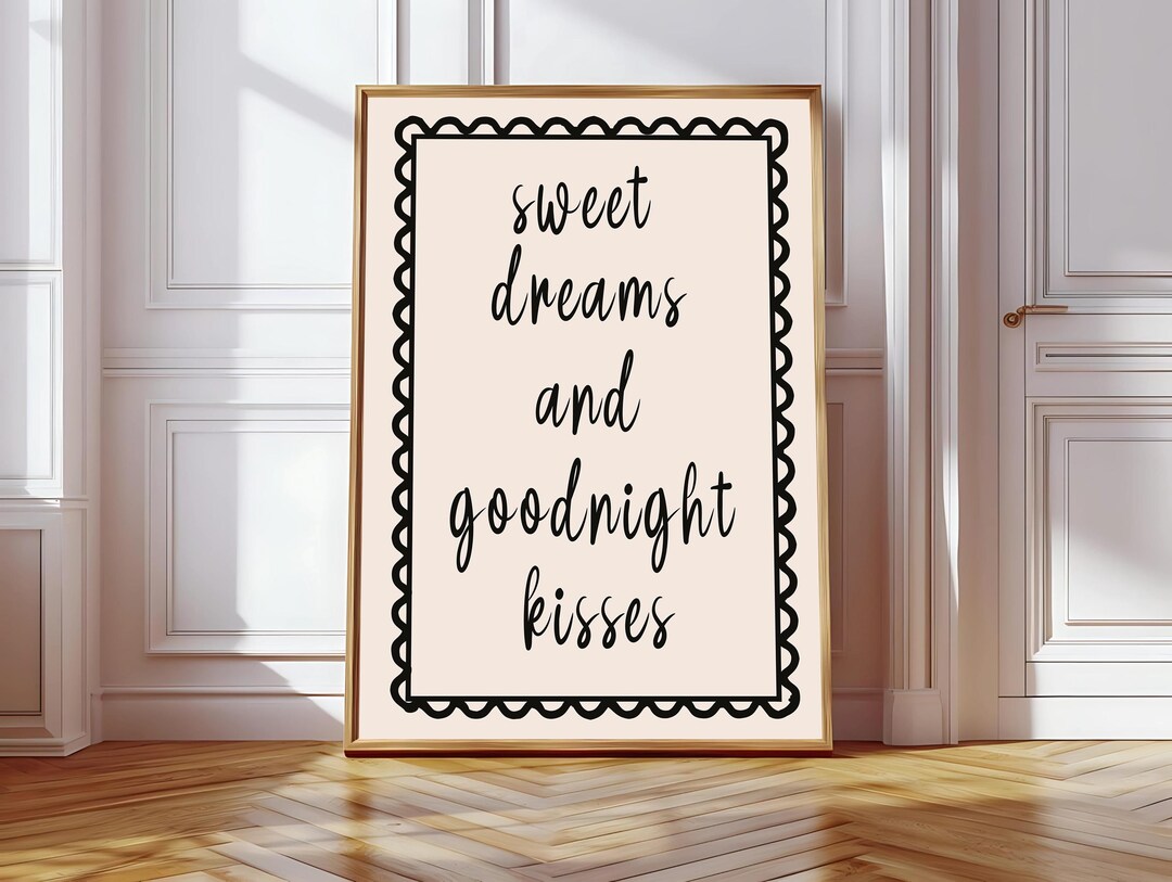 Sweet Dreams and Goodnight Kisses Print | Retro Black Poster, Preppy ...
