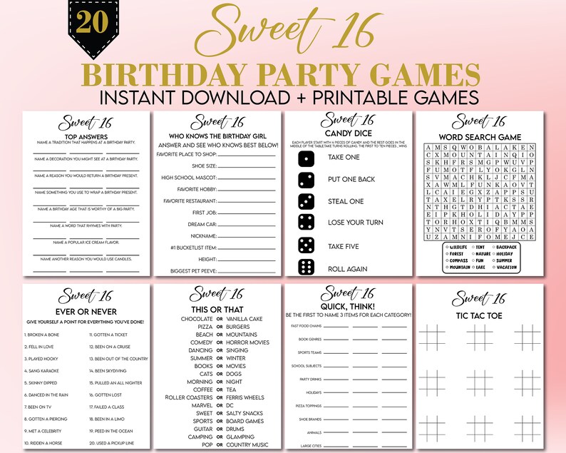 Sweet 16 Party Games, Sweet 16 Games, Sweet Sixteen Games, 16th ...