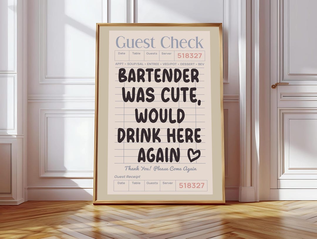 Kitchen Art Prints Bartender Was Cute Poster Kitchen Decor Prints and ...