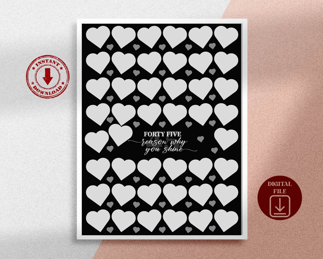 45 Things We Love About You Printable Poster, 45th Birthday Party ...