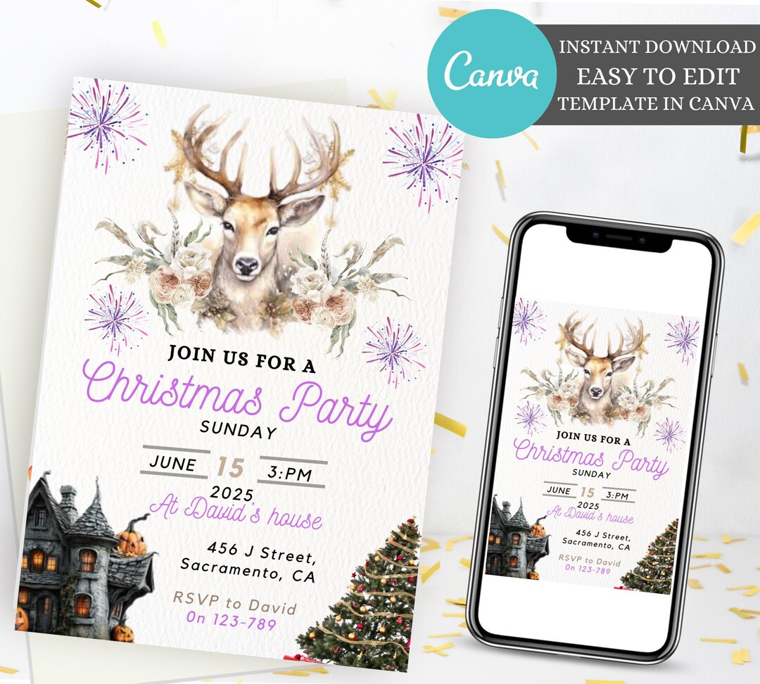 Editable Winter Christmas Party Invitation, Let's Celebrate the Season ...