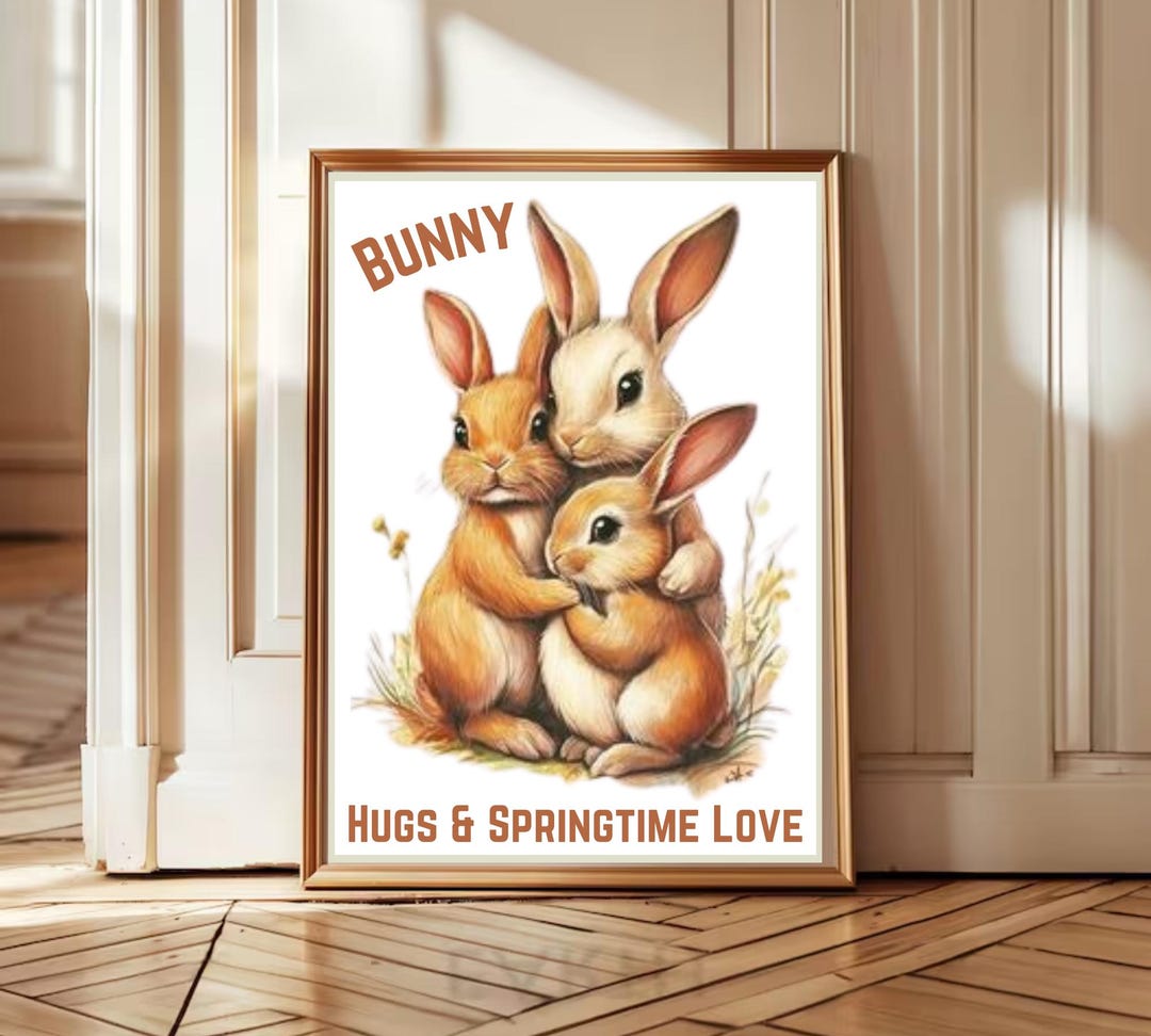 Cute Easter Bunny Print, Easter Printable Wall Art, Spring Rabbit in ...