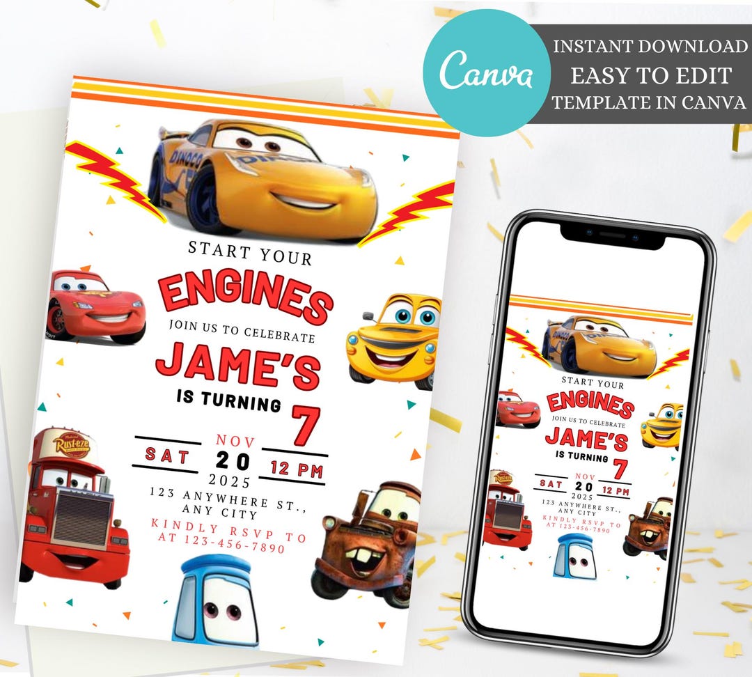 Editable Go Kart Birthday Invitation, Go Kart Racing Invitation, Boy ...