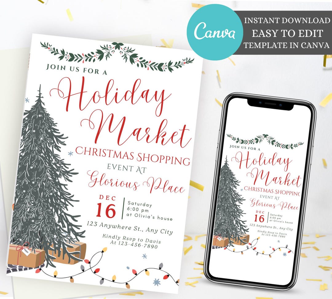 Editable Christmas Market Invitation, Editable Printable Xmas Cookie ...