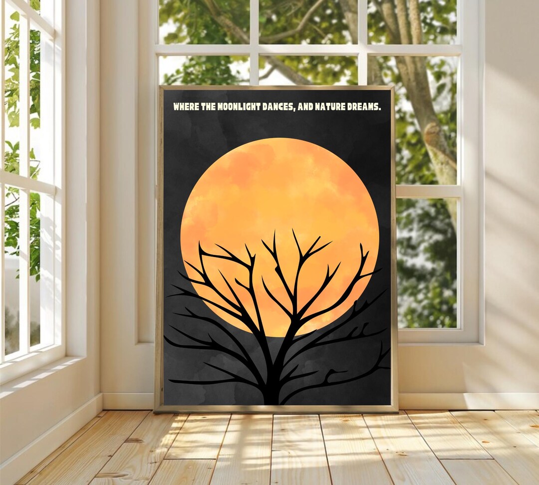 Moonlight Night Sky Star Gazing, Full Moon Print, Full Moon Poster ...