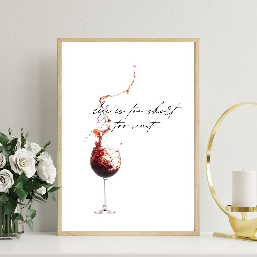 Modern Wine Print, Funny Kitchen Decor, Wall Art, Wine Bottle Poster ...