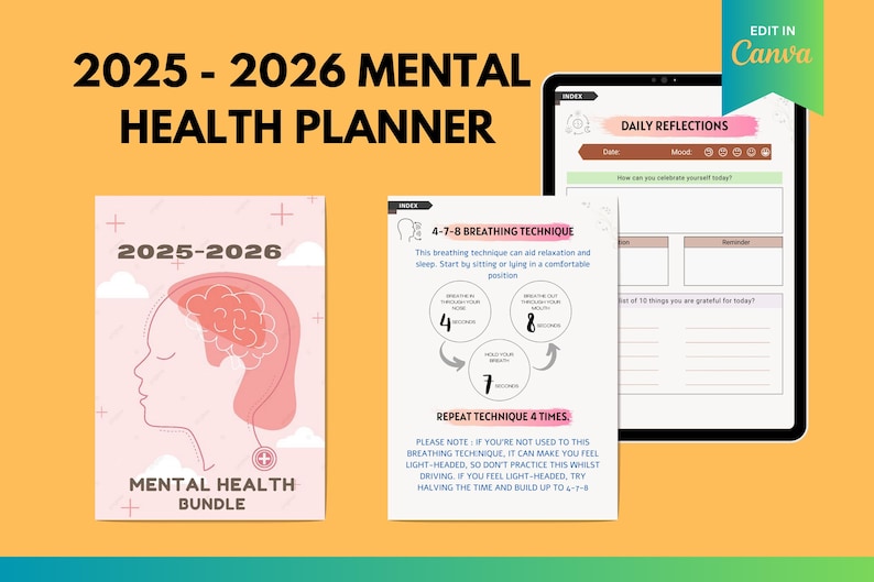 2025-2026 Digital Mental Health Planner, Anxiety Journal, Mental Health ...