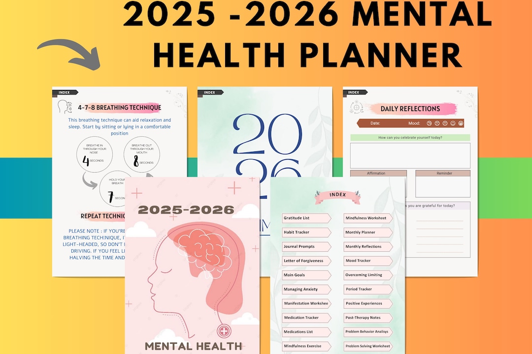 2025-2026 Digital Mental Health Planner, Anxiety Journal, Mental Health ...