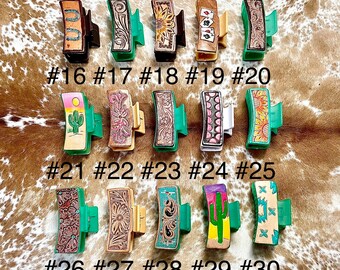 Tooled Leather Claw Clips Western Hair Accessories Punchy - Etsy