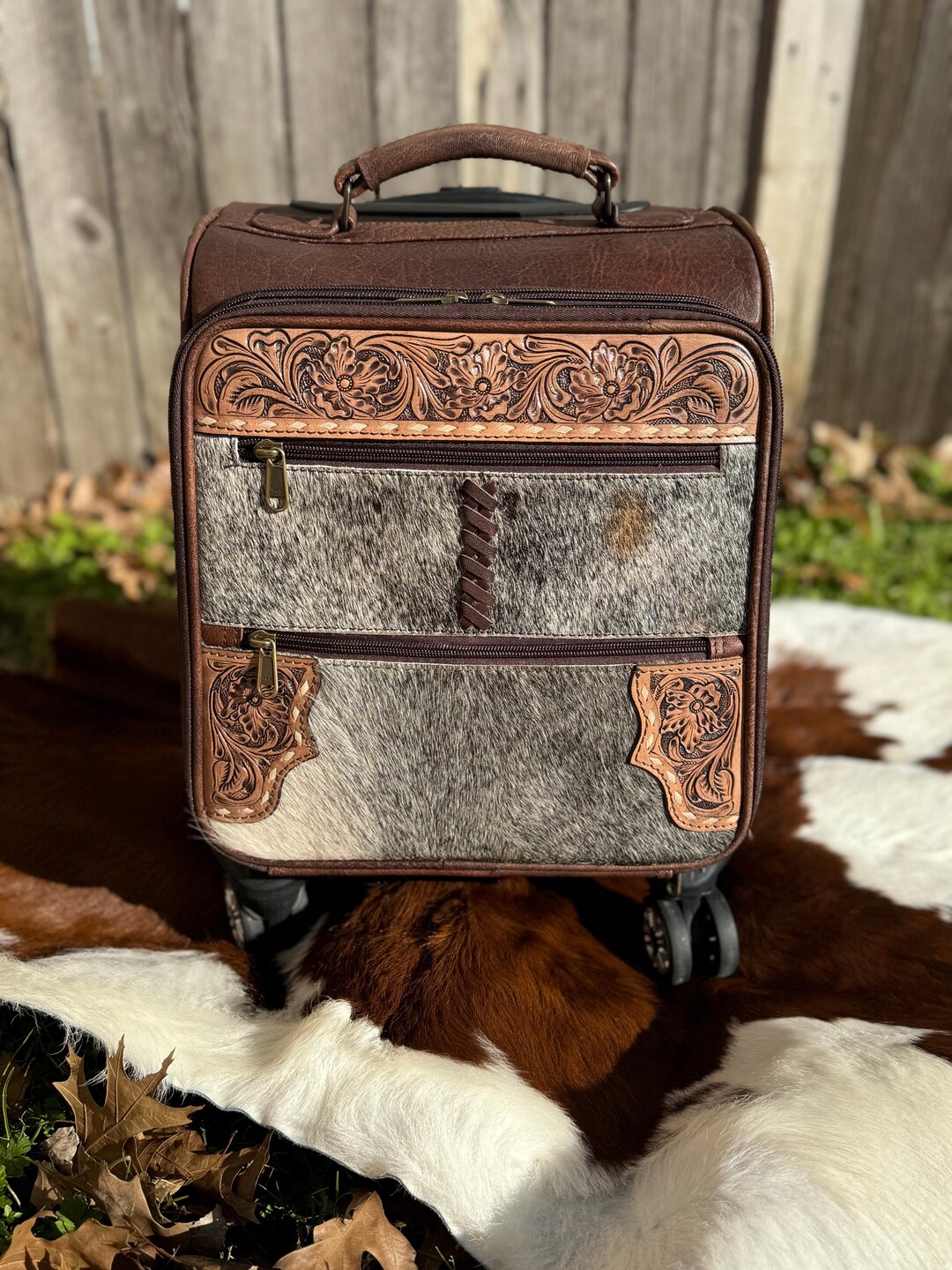 Mini Tooled Leather & Cowhide Luggage - Etsy