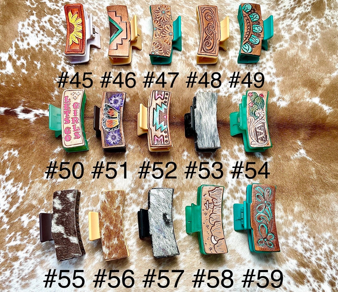 Hand Tooled Leather Hair Claws - Etsy