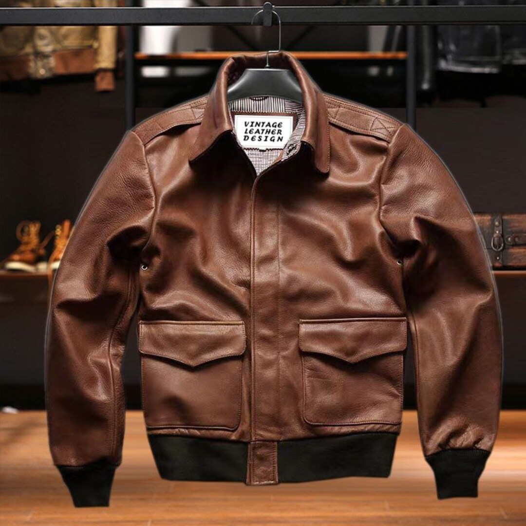 The A2 Flight Jacket-full Grain Cowhide Leather Bomber Jacket - Etsy UK