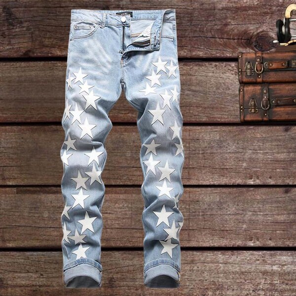 Rhinestone Jeans Men - Etsy