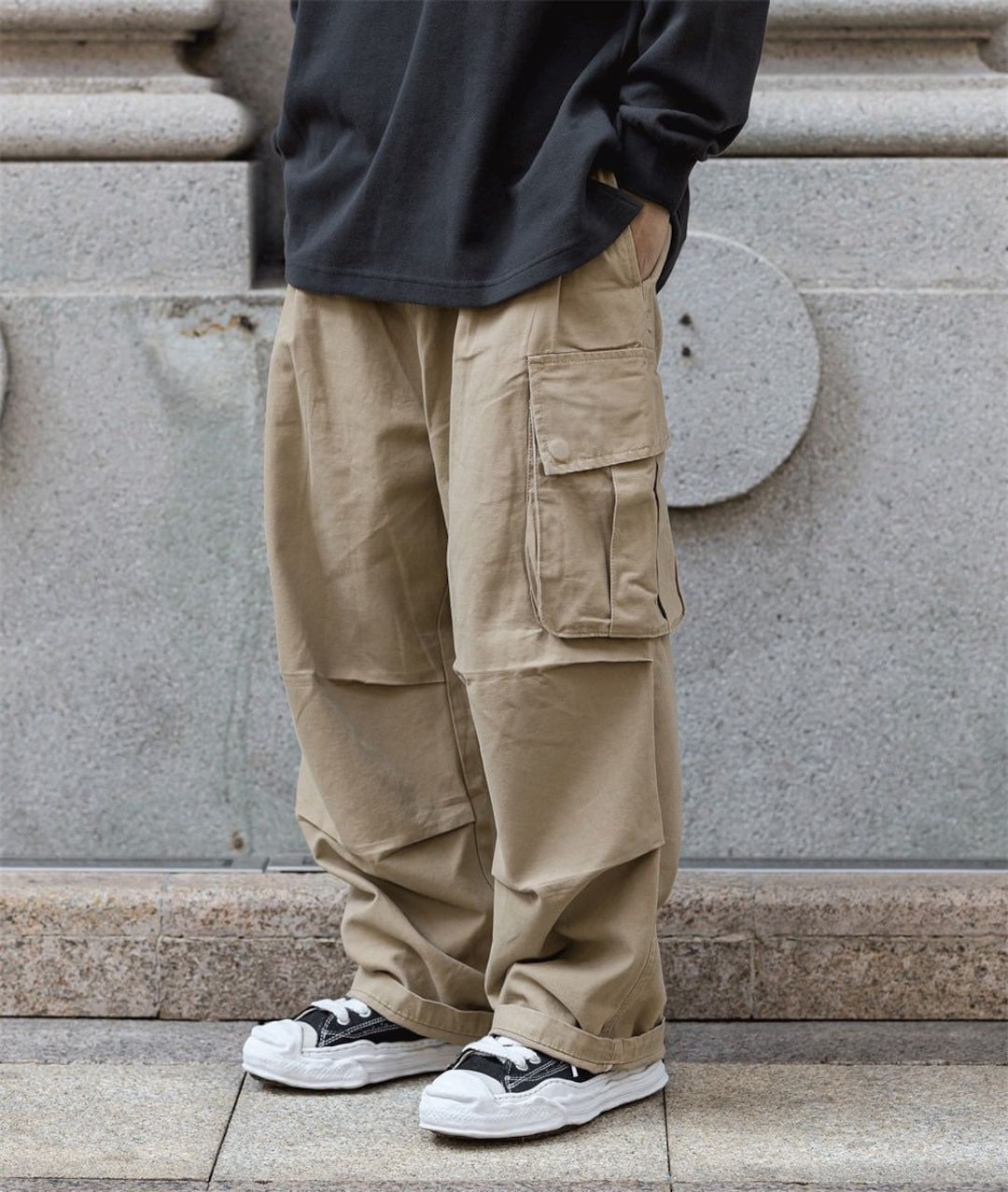Mens Y2k Oversized Baggy Cargo Pants Wide Leg Loose Fitlow Etsy