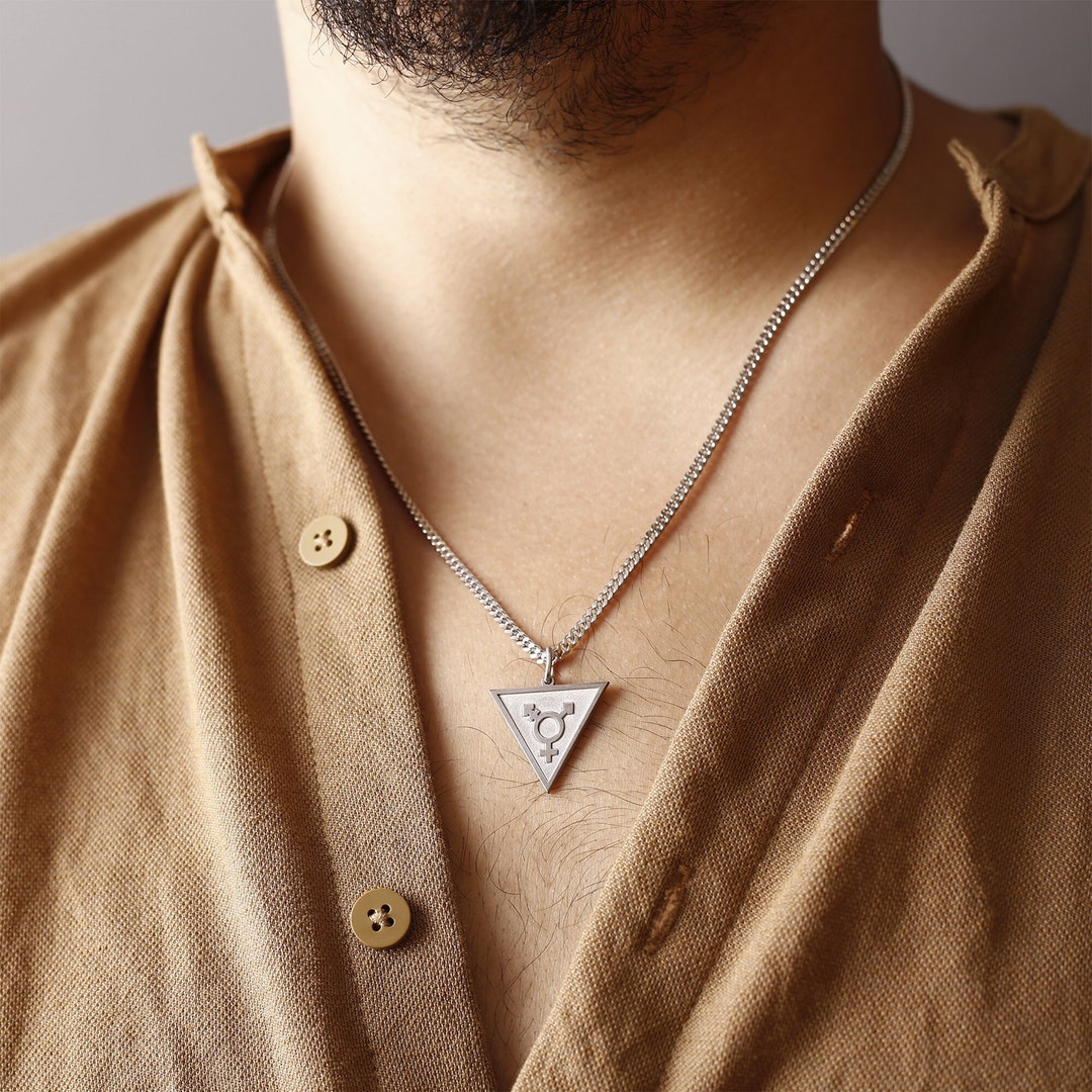 14k Solid Gold Trans Necklace Transgender Jewelry Trans Pride Necklace ...