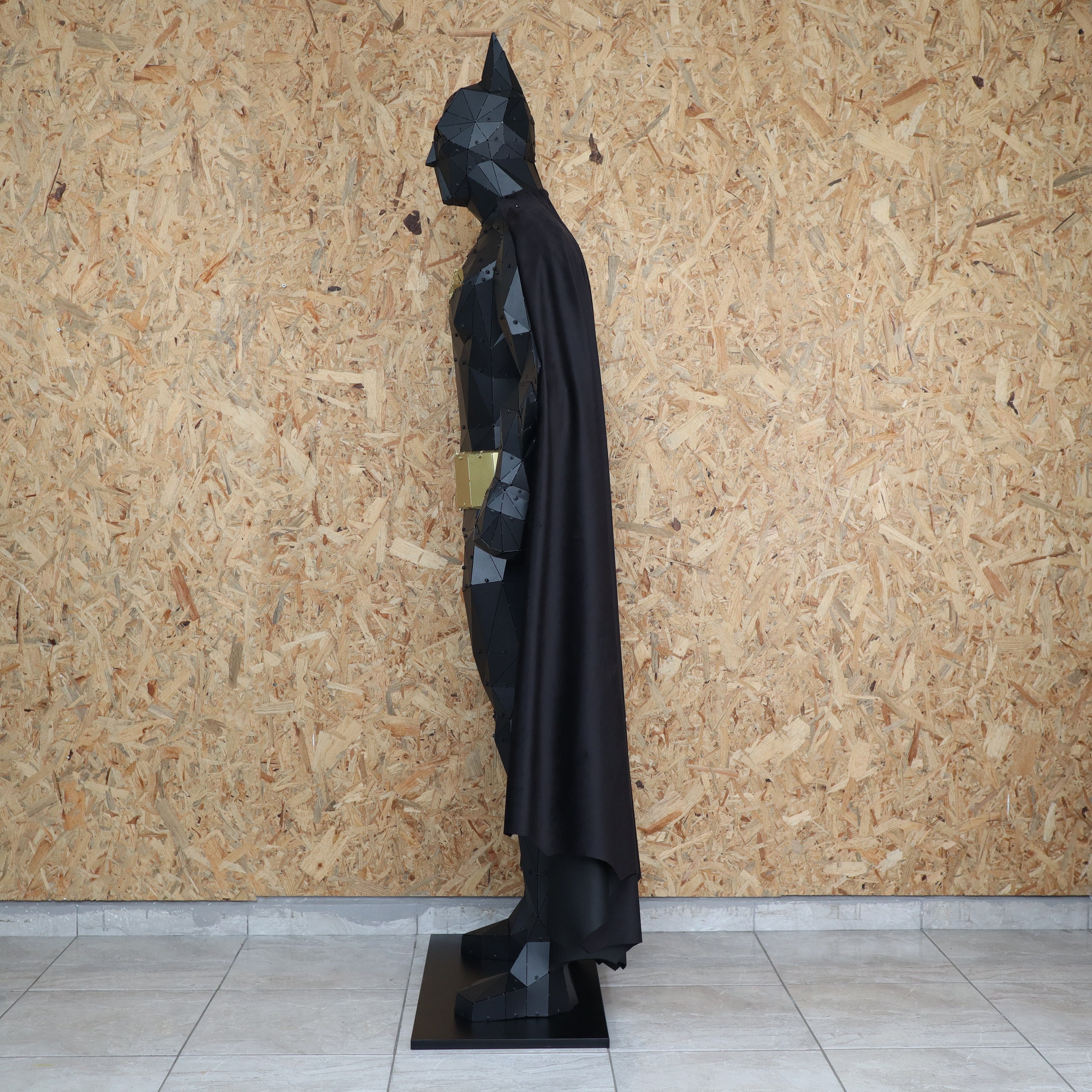 Modern Bat Man Statue Metal Sculpture - 3D Bat Man Art Decor, Dark ...
