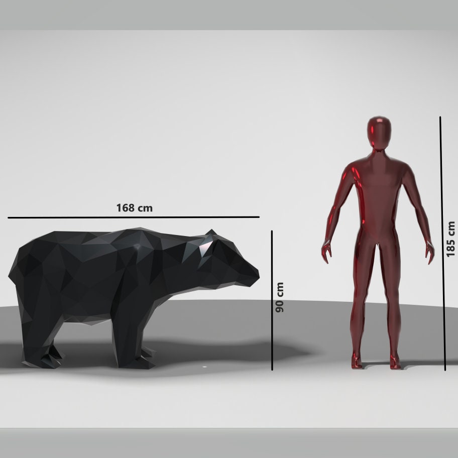 Bear XXL Metal Statue 3D Metal Art Garden Decoration Winter Metal ...