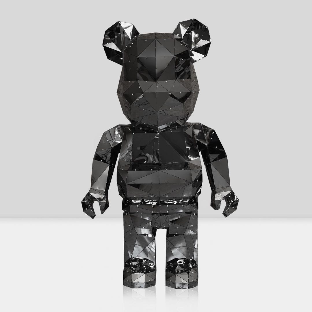 Modern Geometric BEARBRICKS Metal Standing BEARBRICKS Sculpture - 3D ...