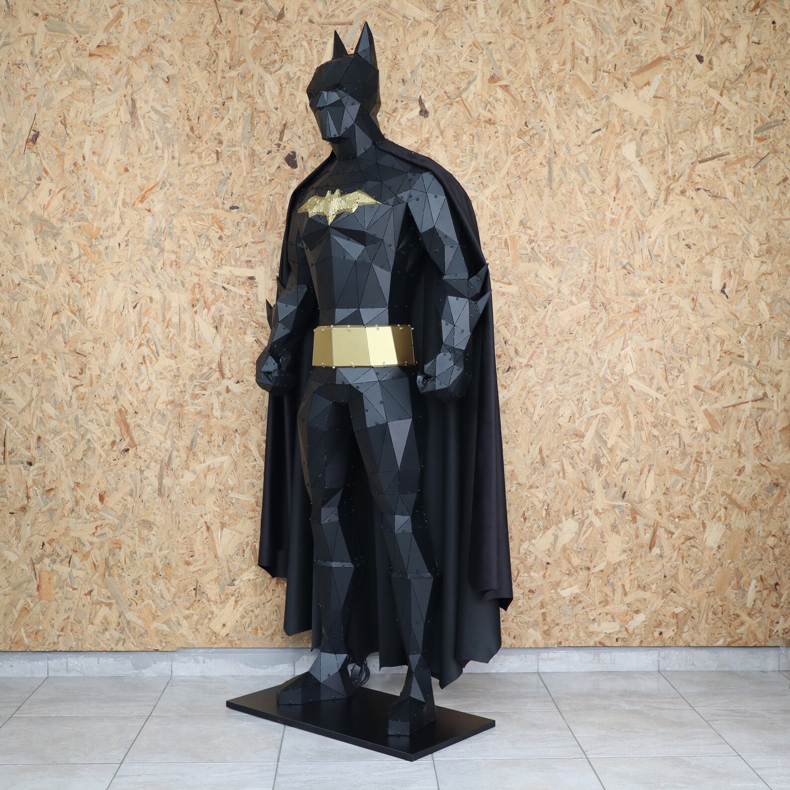 Modern Bat Man Statue Metal Sculpture - 3D Bat Man Art Decor, Dark ...