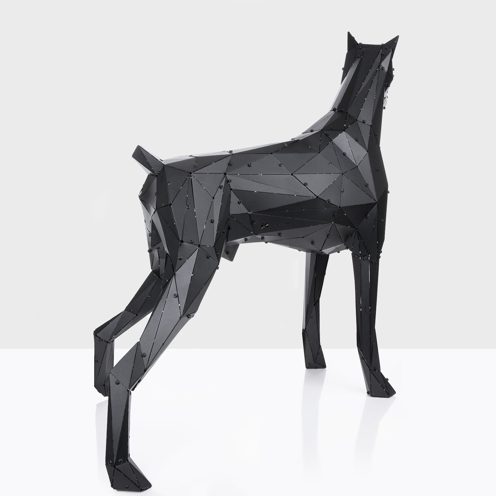Modern Geometric Doberman Metal Standing Dog Sculpture - 3D Animal ...