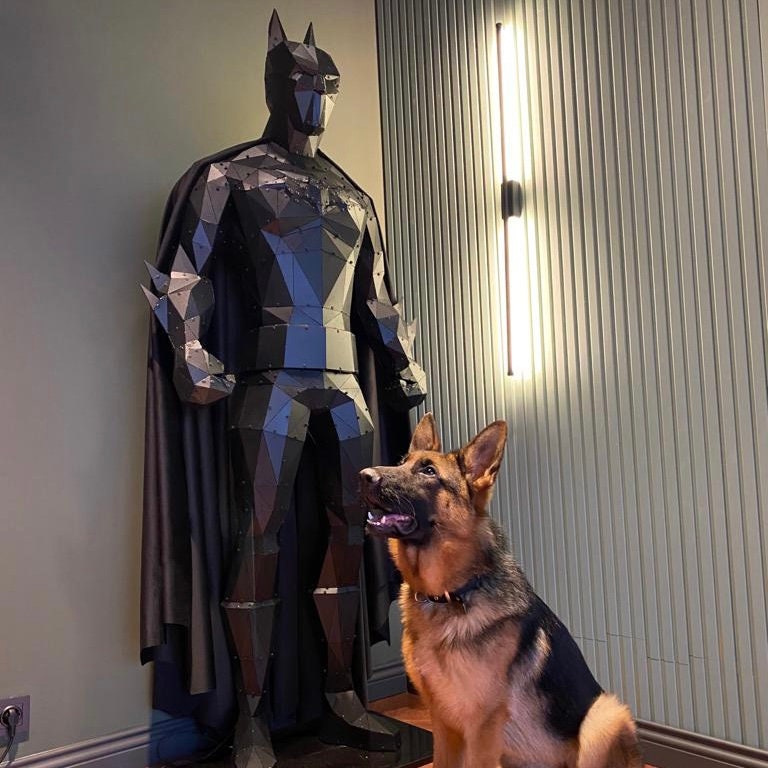 Modern Bat Man Statue Metal Sculpture 3D Bat Man Art Decor, Dark Knight ...