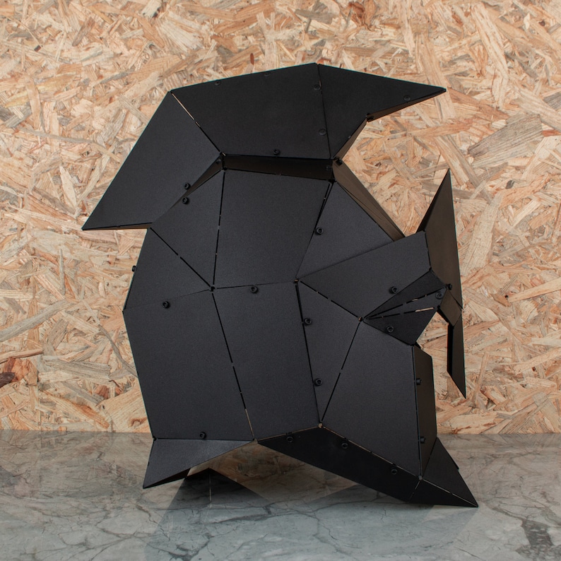 Modern Spartan Helmet Metal Desktop Sculpture - 3D Spartan Helmet Art ...