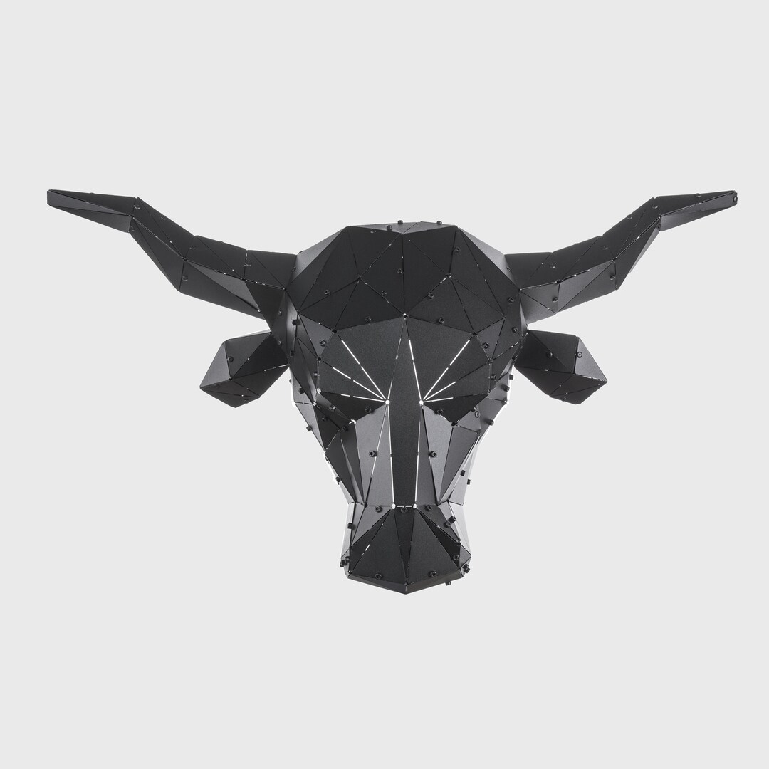 Modern Geometric Bull Head Metal Wall Sculpture - 3D Animal Wall Art ...
