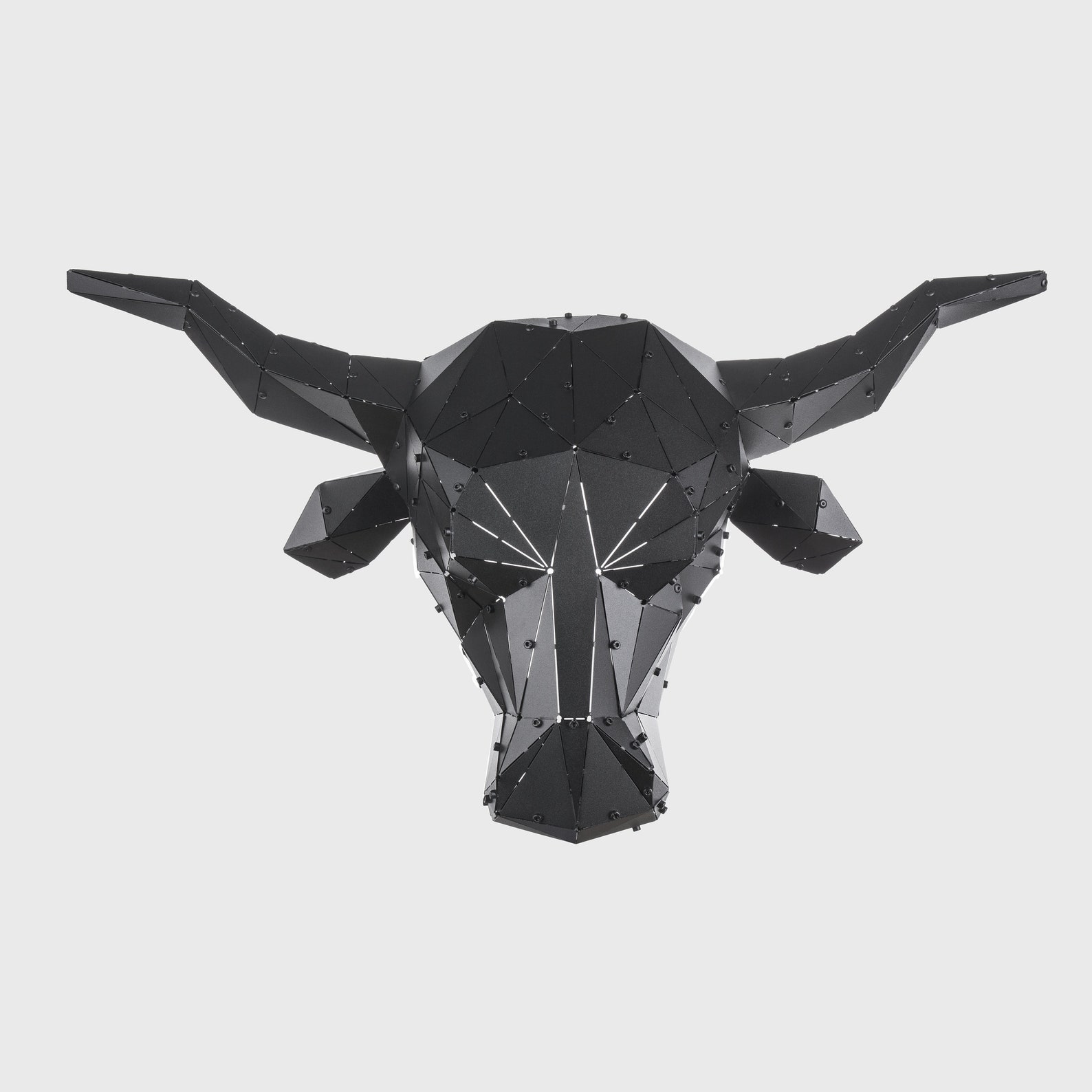 Modern Geometric Bull Head Metal Wall Sculpture - 3D Animal Wall Art ...