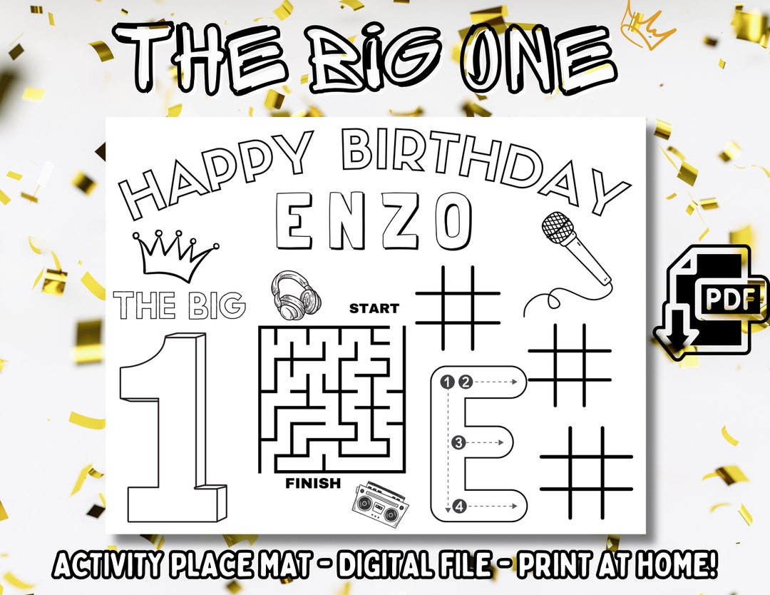 The Big One Activity Coloring Sheet Notorious Big Printable Activity ...